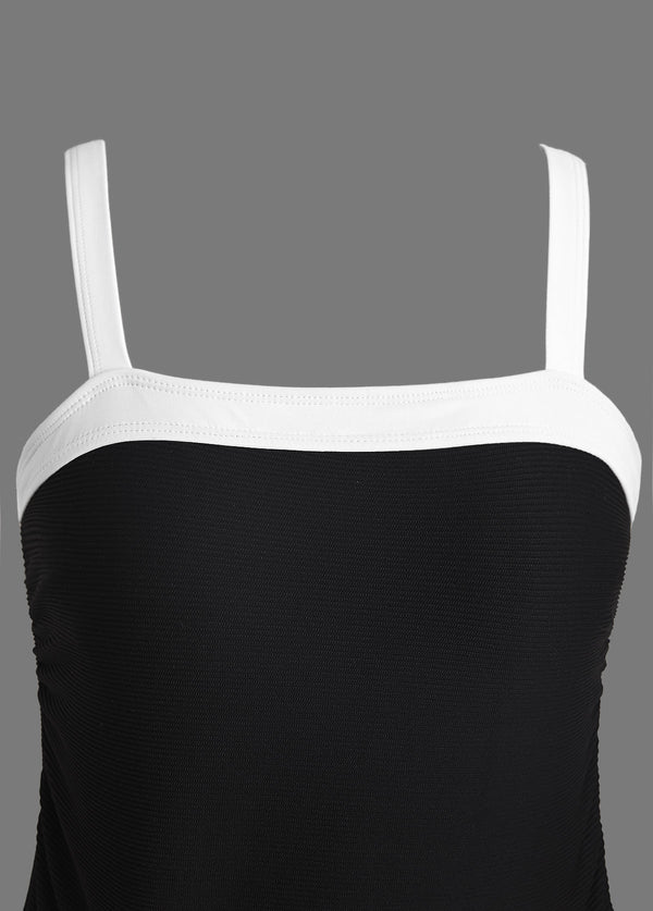 Contrast Binding Black Tankini Set - Beach Bum Store