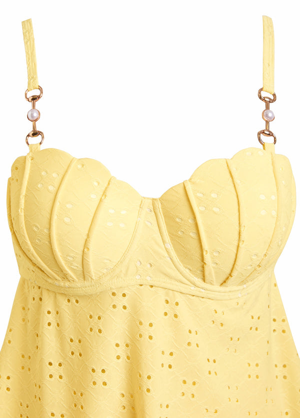 Jacquard Yellow Bandeau Tankini Set - Beach Bum Store