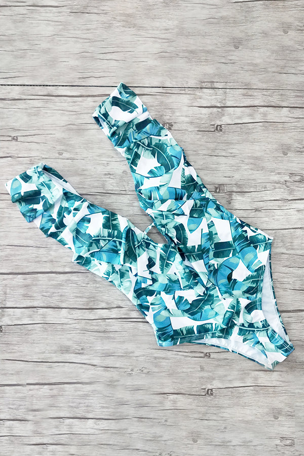 One-Piece V-Neck Ruffled Swimsuit - Beach Bum Store